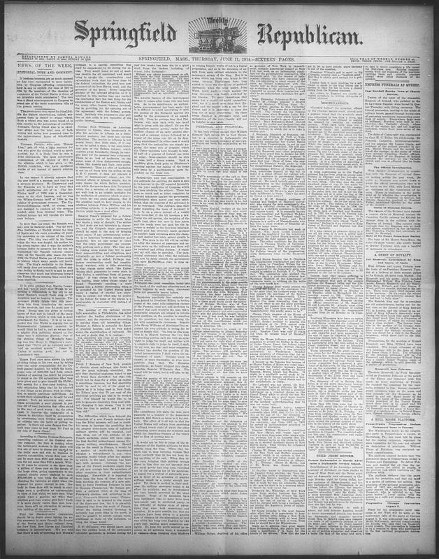 Springfield Weekly Republican. June 11, 1914 - Digital Commonwealth