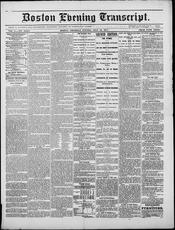 Boston Evening Transcript. July 26, 1877 - Digital Commonwealth