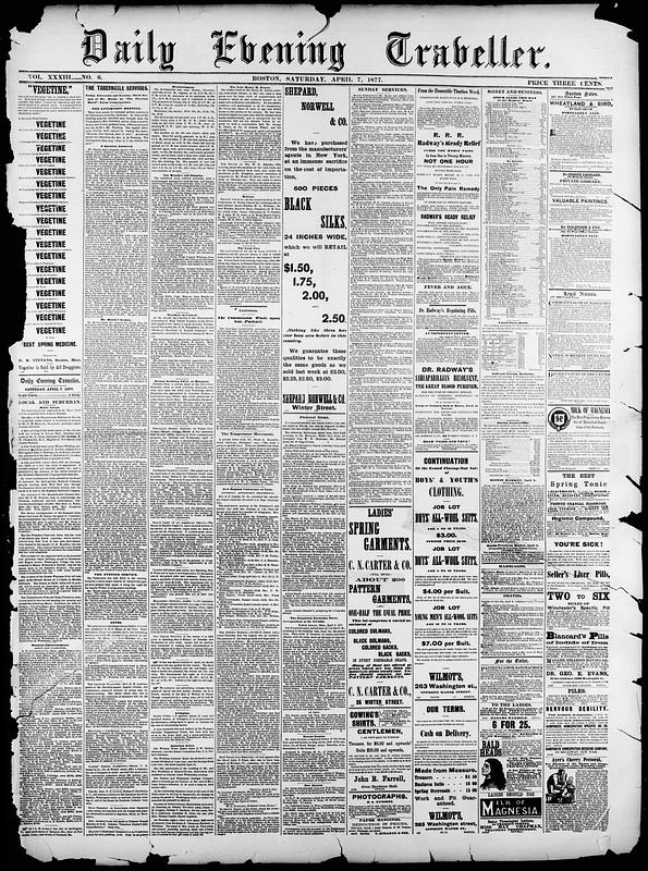 Daily Evening Traveller. April 07, 1877 - Digital Commonwealth