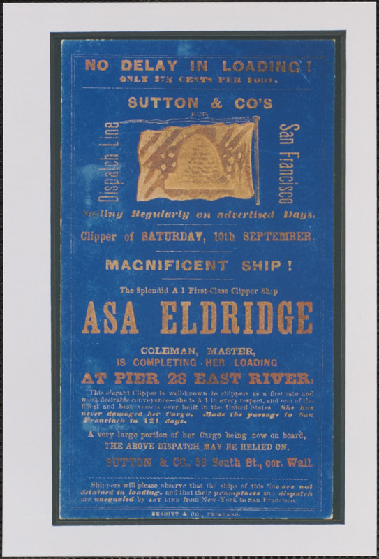 Sailing card, ship Asa Eldridge - Digital Commonwealth