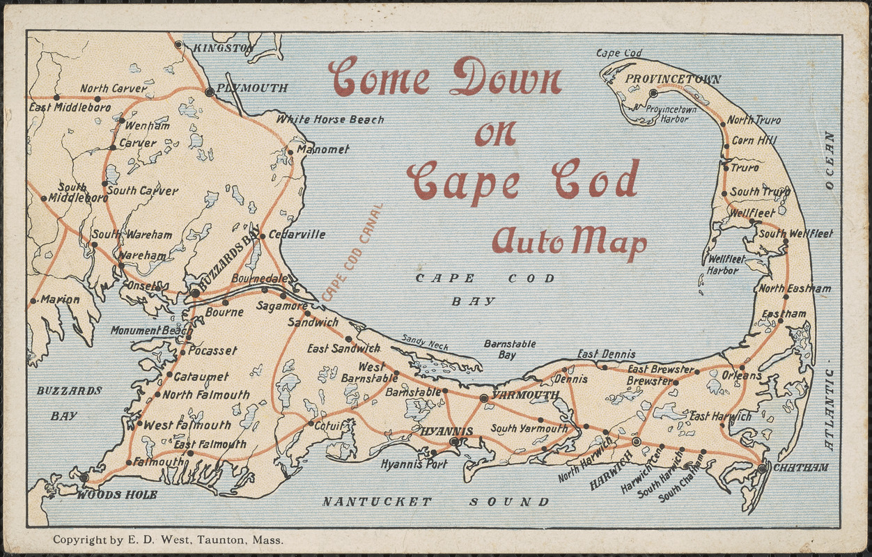 Come down on Cape Cod auto map - Digital Commonwealth