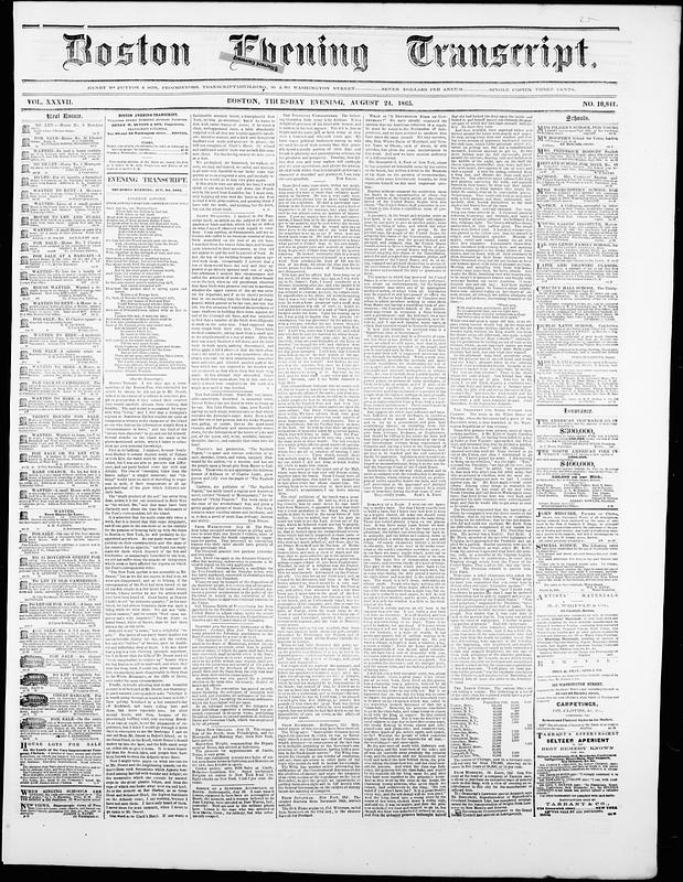Boston Evening Transcript. August 24, 1865 - Digital Commonwealth
