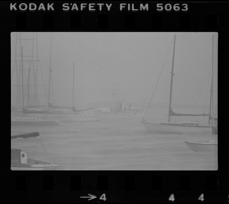 Boats on water during Hurricane David - Digital Commonwealth