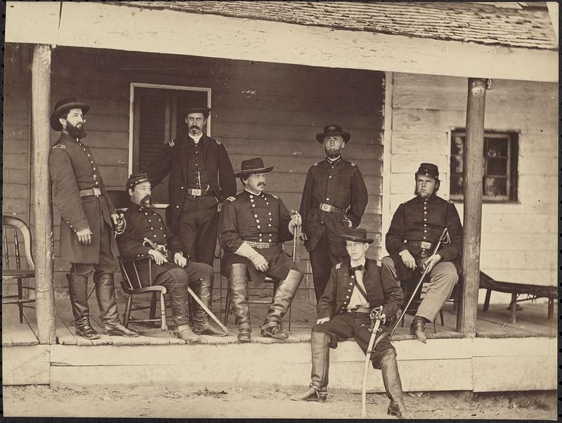 Maj. Gen. Alexander M. McCook and staff on porch of quarters ...