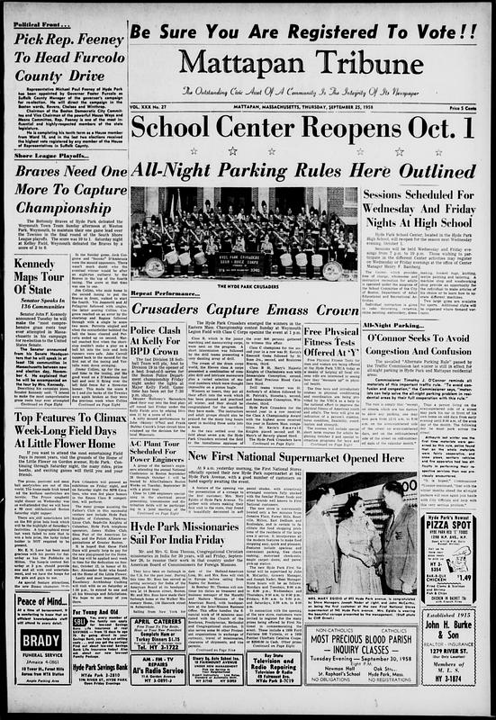 Mattapan Tribune. September 25, 1958 - Digital Commonwealth