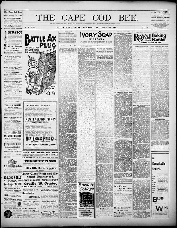 The Cape Cod Bee. October 22, 1895 - Digital Commonwealth