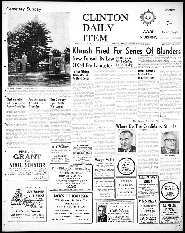 Clinton Daily Item. October 31, 1964 - Digital Commonwealth