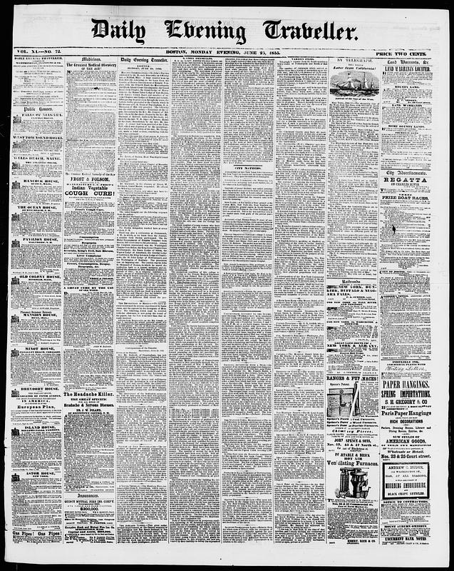 Daily Evening Traveller. June 25, 1855 - Digital Commonwealth