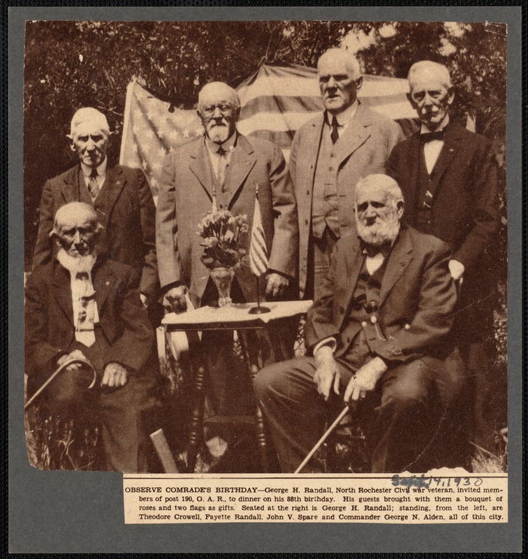 Grand Army of the Republic (GAR) comrades celebrate George H. Randall ...
