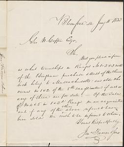 Joseph A. Farrar and Sons to George Coffin, 15 January 1833 - Digital ...