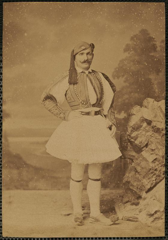 Studio portrait of man in traditional Greek dress - Digital Commonwealth