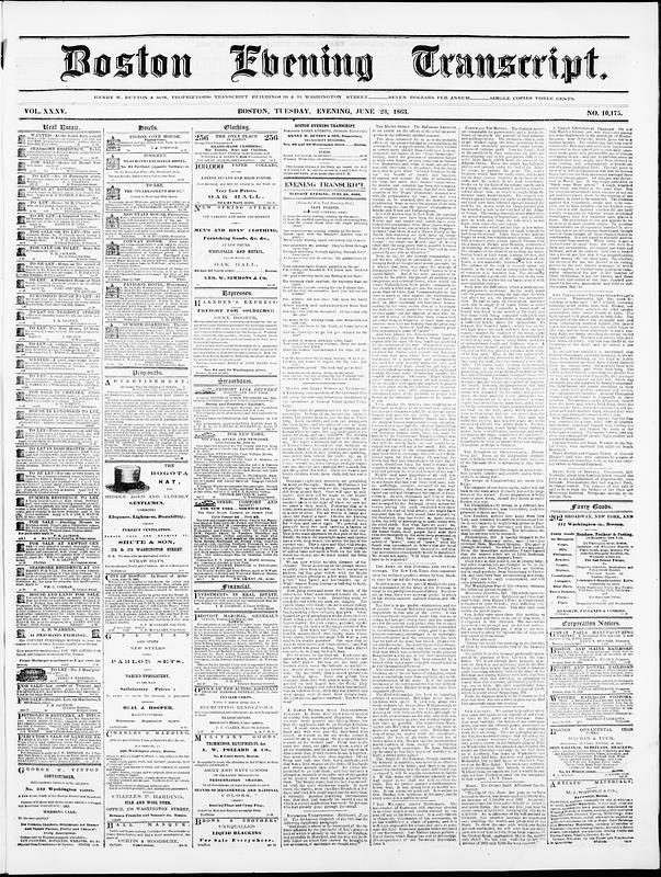 Boston Evening Transcript. June 23, 1863 - Digital Commonwealth
