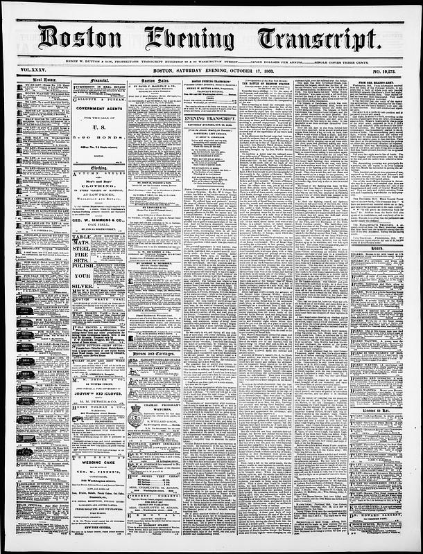 Boston Evening Transcript. October 17, 1863 - Digital Commonwealth