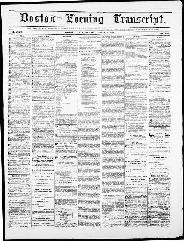 Boston Evening Transcript. October 13, 1865 - Digital Commonwealth
