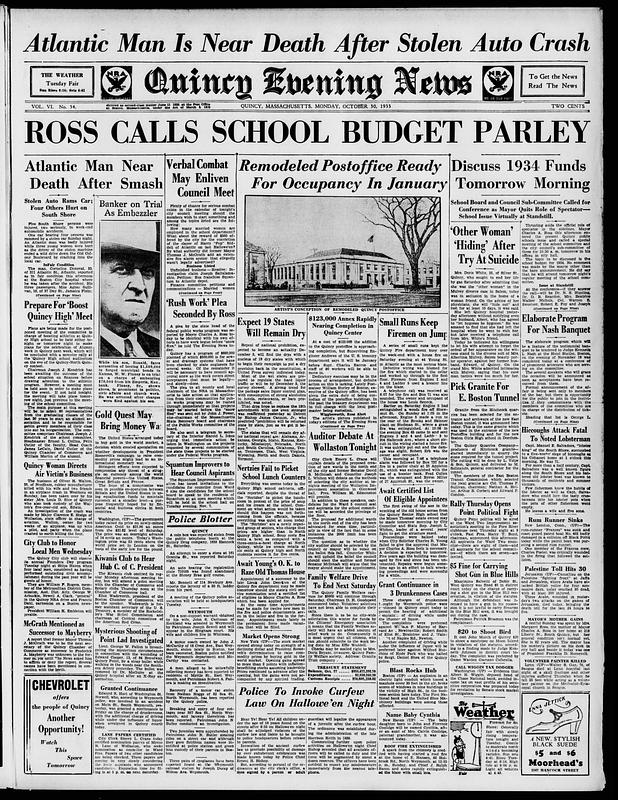 Quincy Evening News. October 30, 1933 - Digital Commonwealth