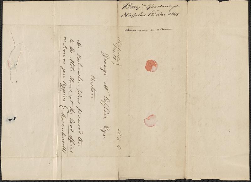 Benjamin Goodridge to George Coffin, 12 December 1845 - Digital ...