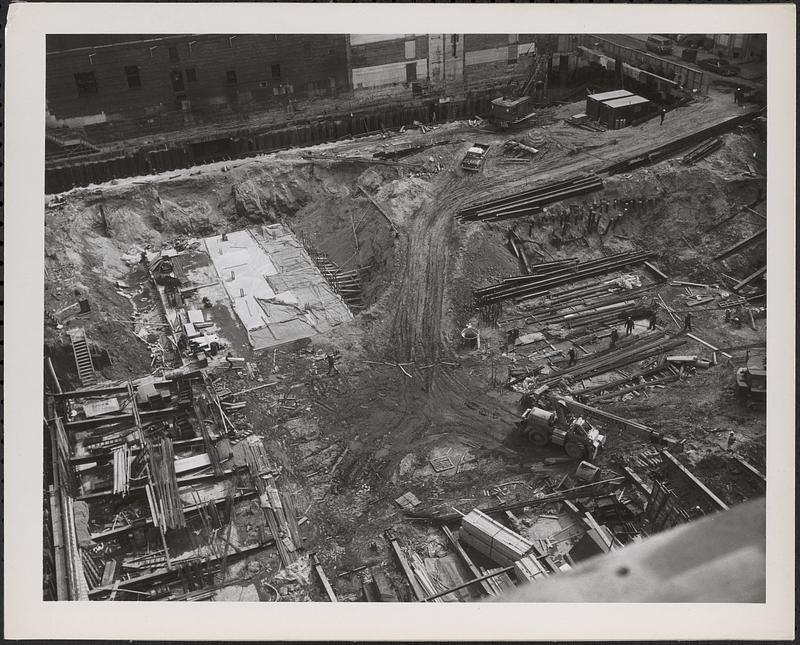Construction of Boylston Building, Boston Public Library, excavation ...