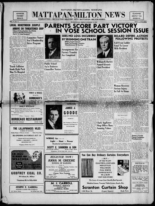 Mattapan-Milton News, October 13, 1939 - Digital Commonwealth