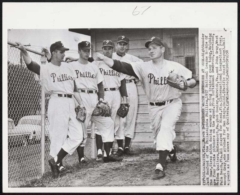 Freshmen Watch Sophomore at Work - Righthander Jack Sanford of the ...