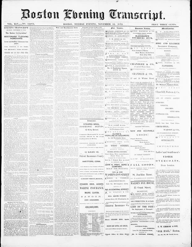 Boston Evening Transcript. November 12, 1872 - Digital Commonwealth