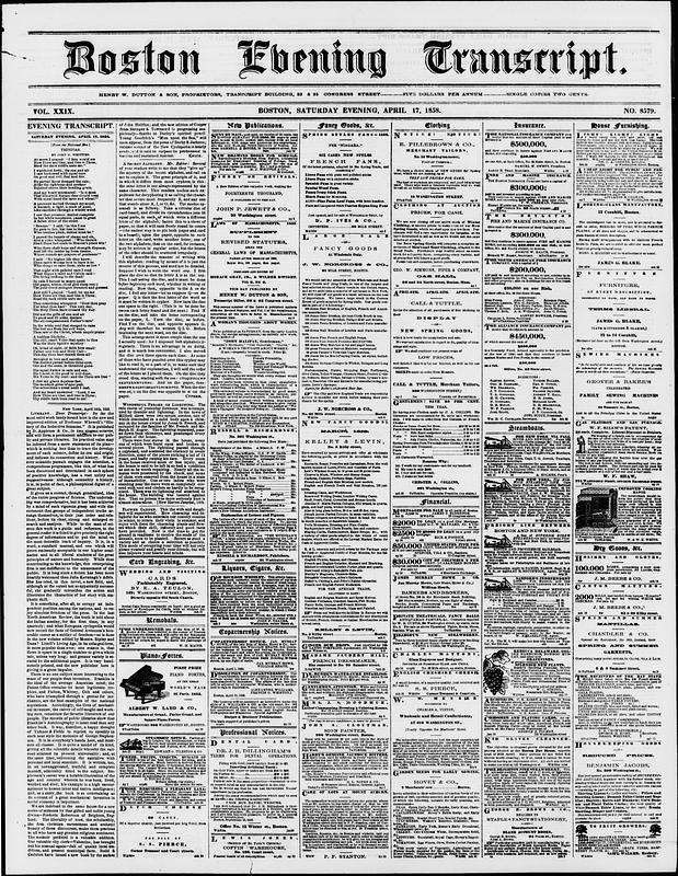 Boston Evening Transcript. April 17, 1858 - Digital Commonwealth