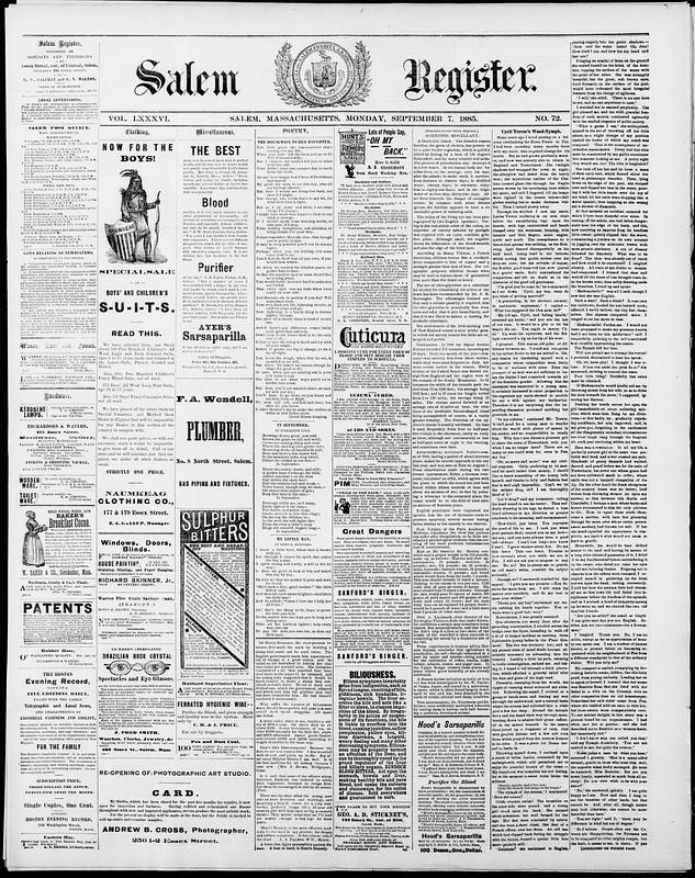 Salem Register. September 07, 1885 - Digital Commonwealth