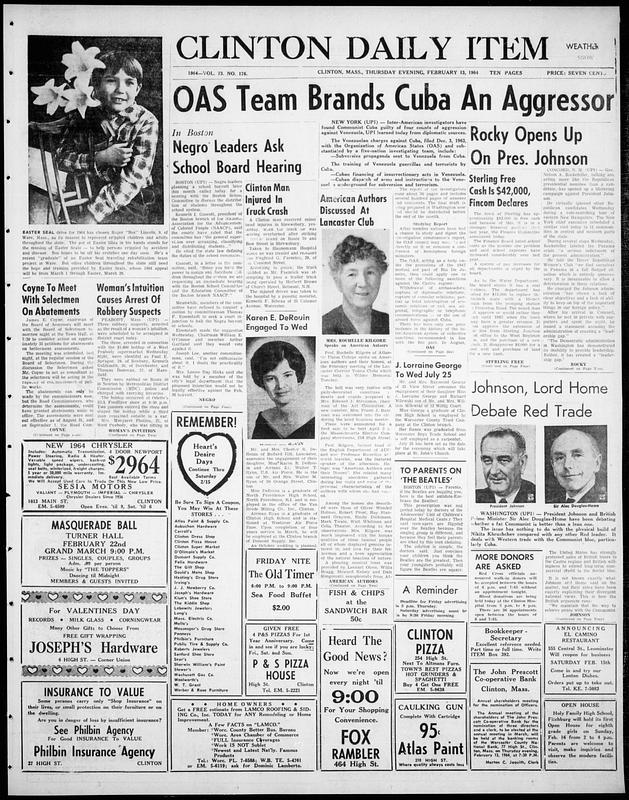 Clinton Daily Item. February 13, 1964 - Digital Commonwealth