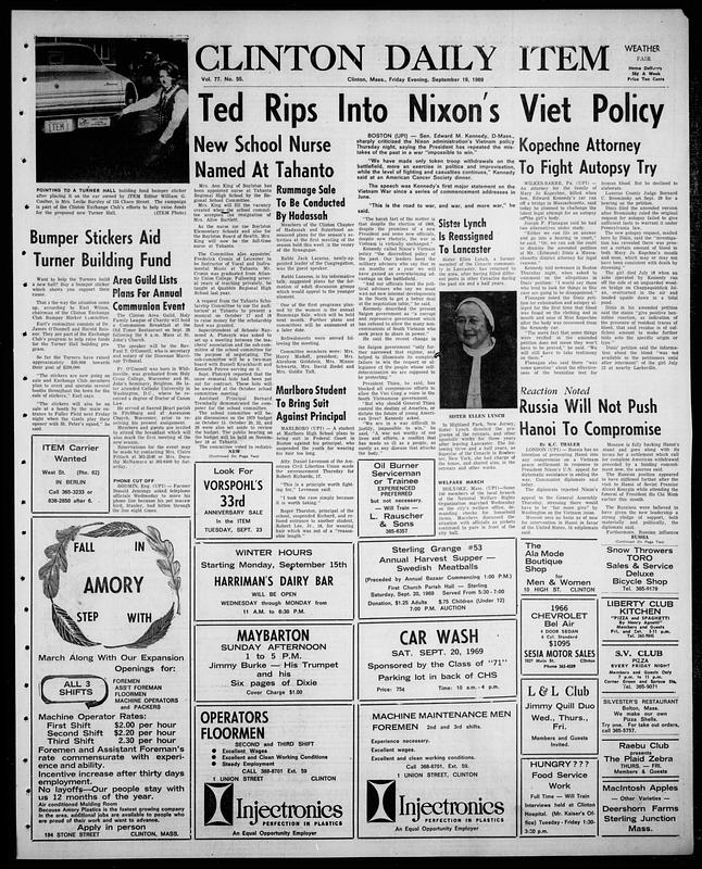 Clinton Daily Item. September 19, 1969 - Digital Commonwealth