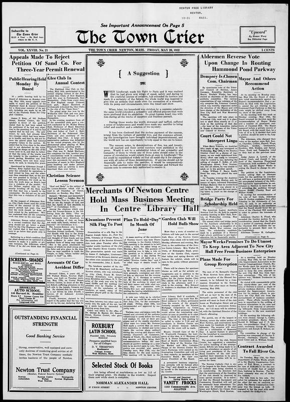 The Town Crier. May 20, 1932 - Digital Commonwealth