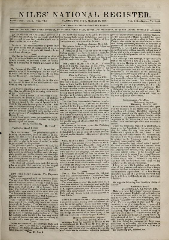 Niles' National Register, March 16, 1839 - Digital Commonwealth