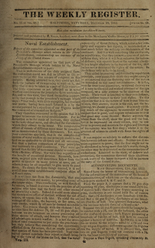 The Weekly Register, December 19, 1812 - Digital Commonwealth