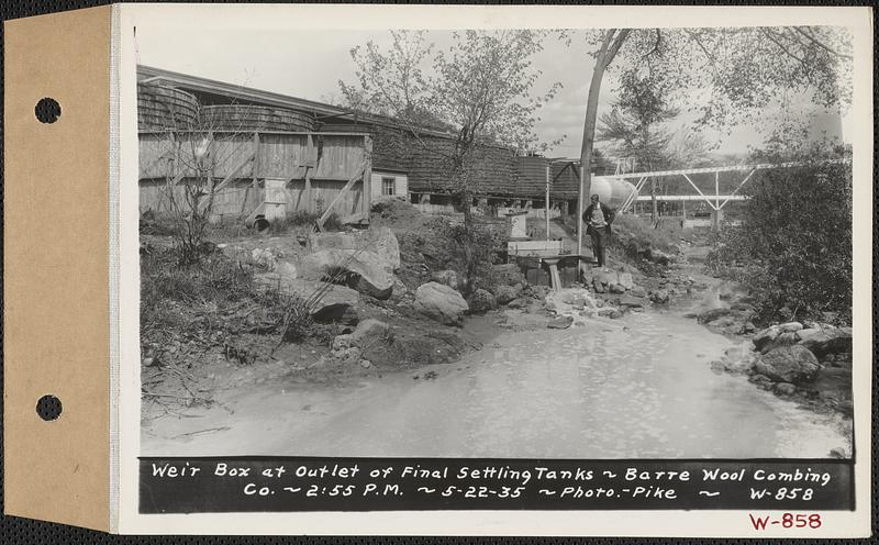 Barre Wool Combing Co., weir box at outlet of final settling tanks ...