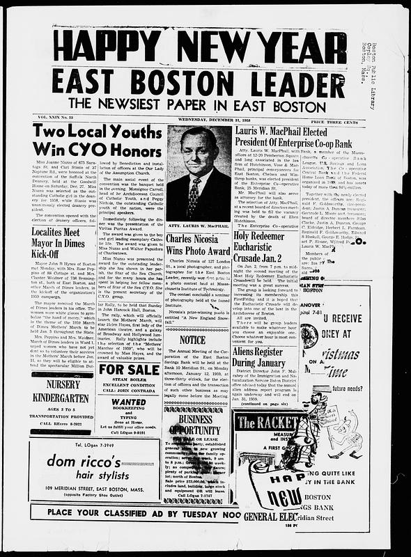 East Boston Leader. December 31, 1958 - Digital Commonwealth
