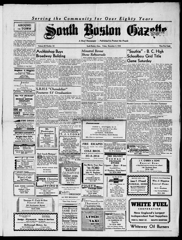 South Boston Gazette. December 04, 1953 - Digital Commonwealth