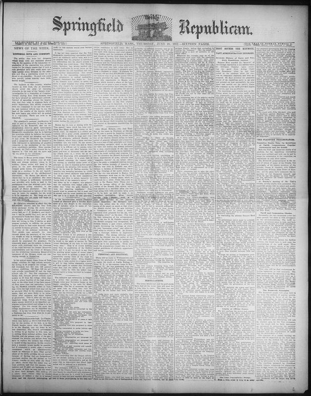 Springfield Weekly Republican. June 20, 1912 - Digital Commonwealth
