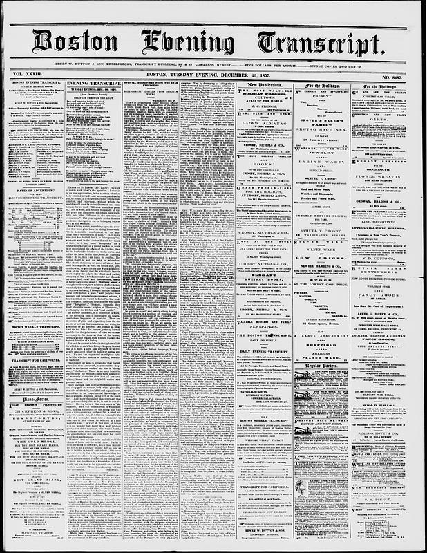 Boston Evening Transcript. December 29, 1857 - Digital Commonwealth