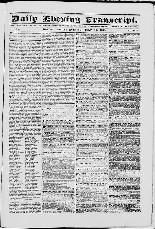 Daily Evening Transcript. July 13, 1838 - Digital Commonwealth