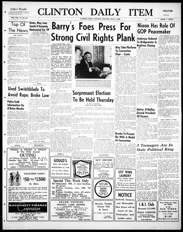 Clinton Daily Item. July 07, 1964 - Digital Commonwealth