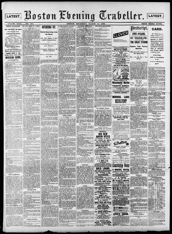Boston Evening Traveller. March 15, 1888 - Digital Commonwealth