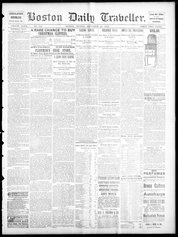 Boston Daily Traveller. December 21, 1891 - Digital Commonwealth