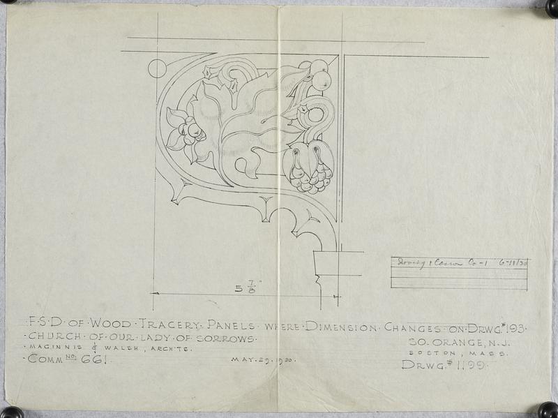 Full size details of wood tracery panels where dimension changes on ...