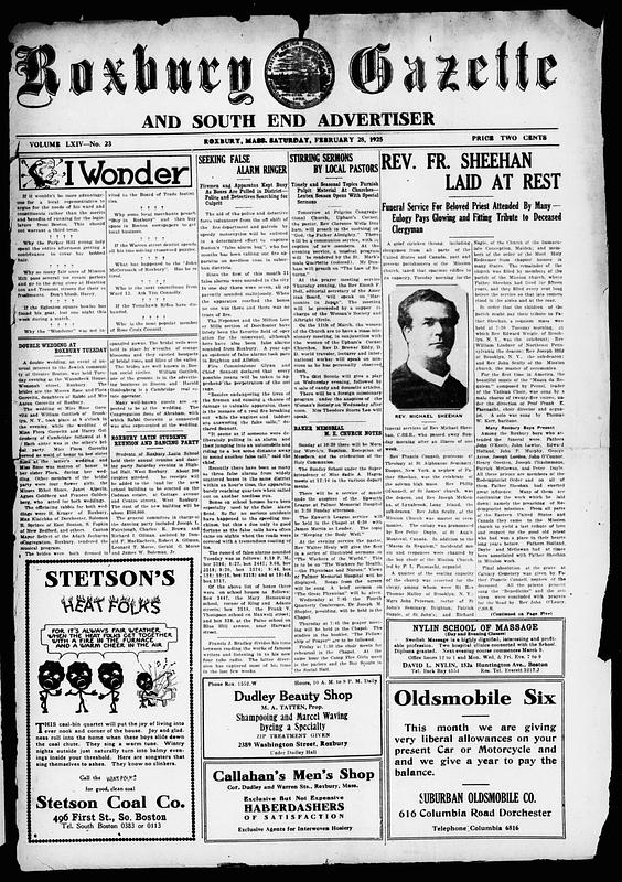 Roxbury Gazette and South End Advertiser, February 28, 1925 - Digital ...