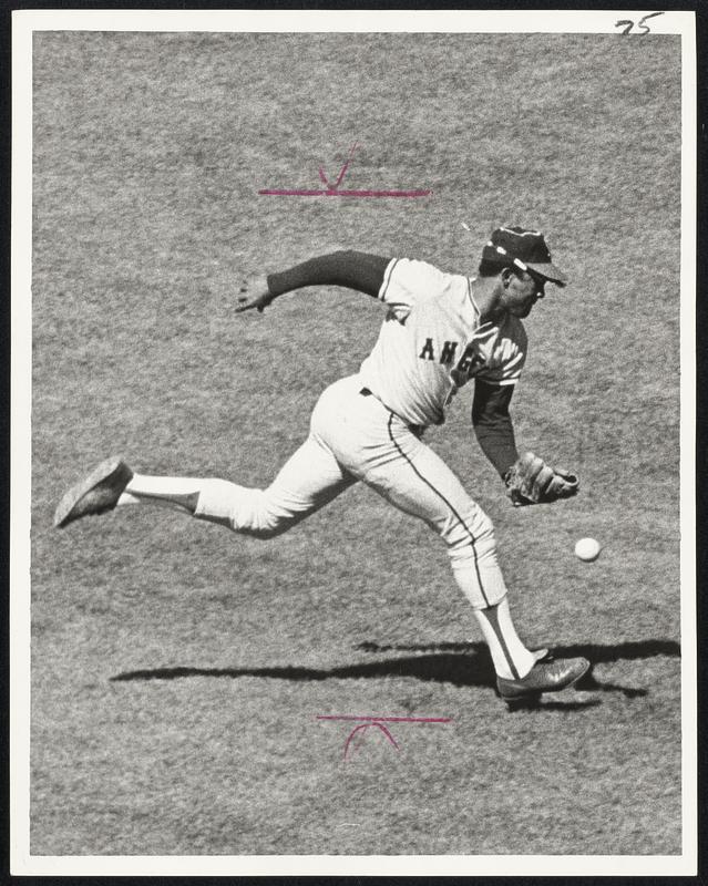 Out of Reach - Angels' second baseman Sandy Alomar can't reach hit by ...