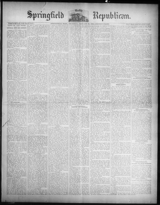 Springfield Weekly Republican. January 25, 1906 - Digital Commonwealth