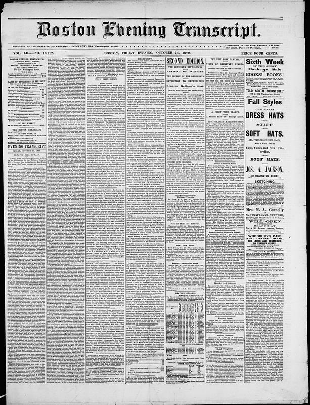 Boston Evening Transcript. October 24, 1879 - Digital Commonwealth