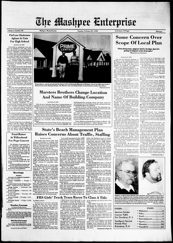 The Mashpee Enterprise. February 21, 1995 - Digital Commonwealth