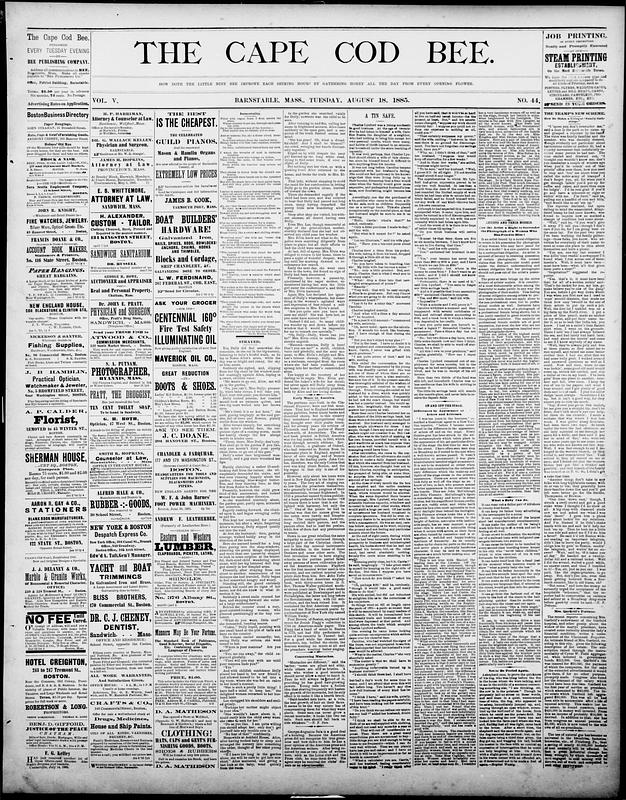 The Cape Cod Bee. August 18, 1885 - Digital Commonwealth