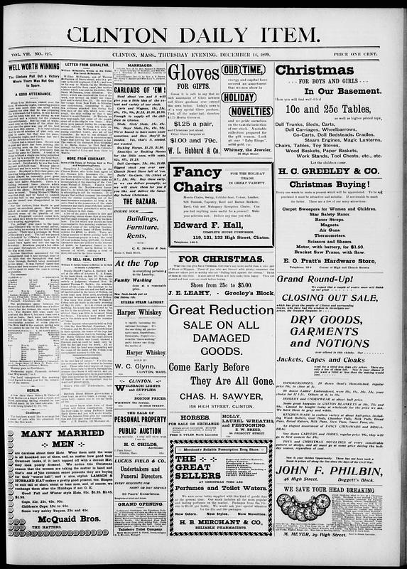 Clinton Daily Item. December 14, 1899 - Digital Commonwealth