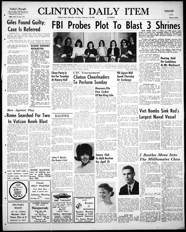 Clinton Daily Item. February 17, 1965 - Digital Commonwealth