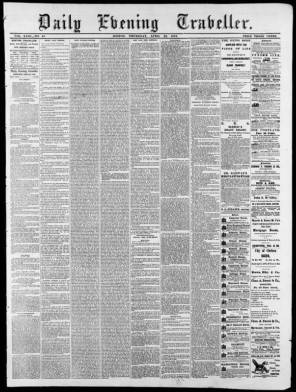 Daily Evening Traveller. April 22, 1875 - Digital Commonwealth